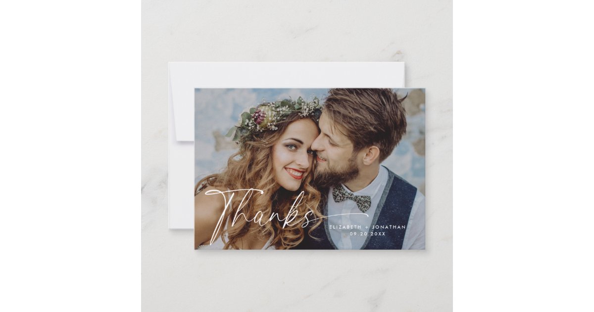 Script Wedding Thank You Card | Zazzle