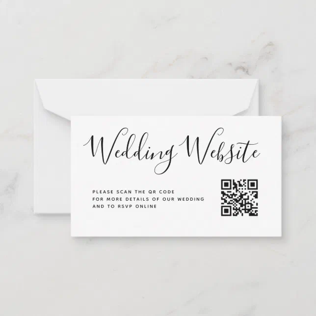 Script Wedding Website Details QR Code Enclosure Note Card | Zazzle