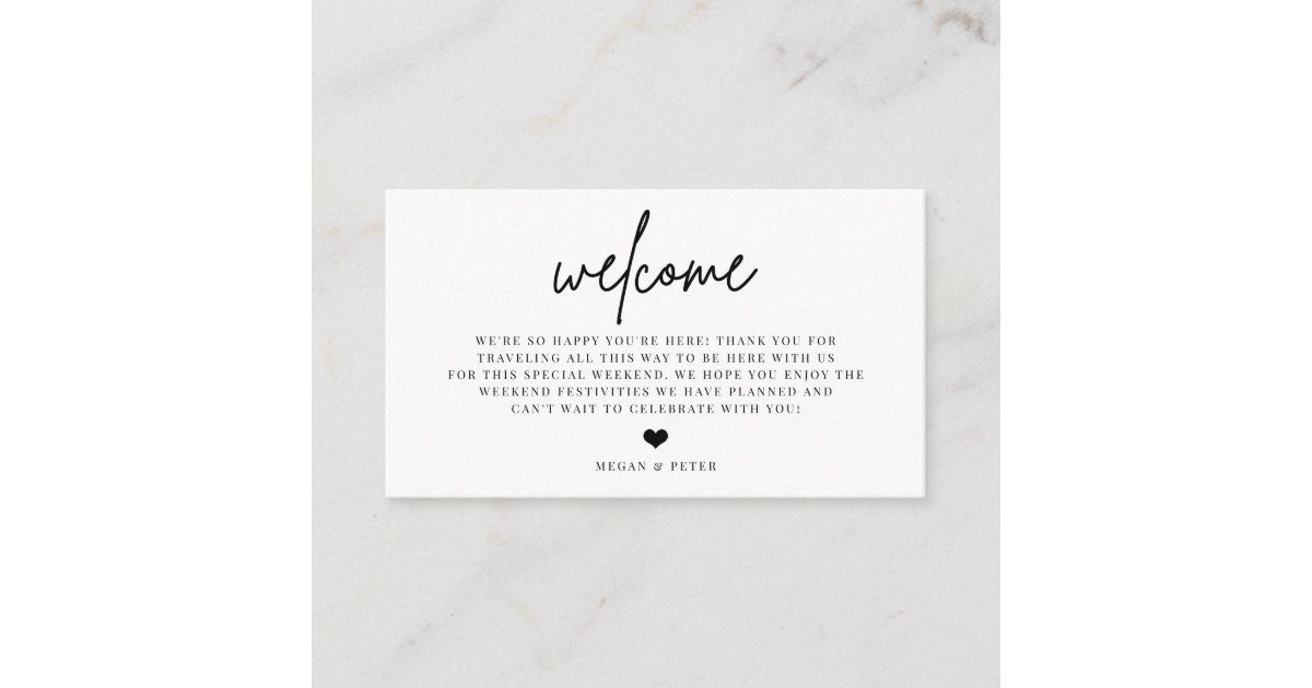 Script Wedding Welcome Bag Insert Card | Zazzle