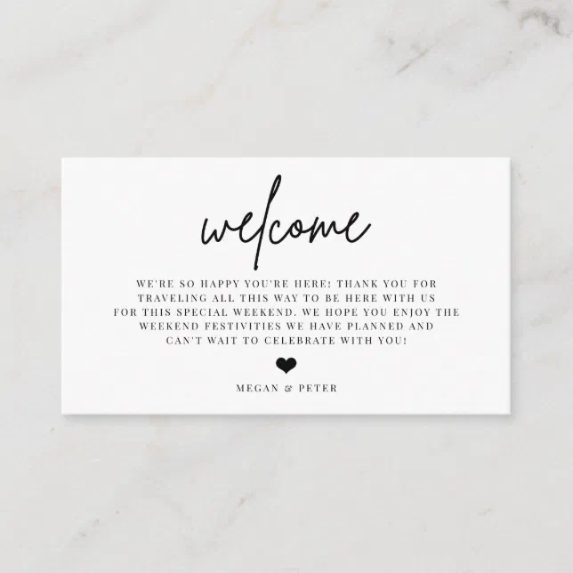 Script Wedding Welcome Bag Insert Card | Zazzle