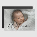 Script Welcome Baby Photo Birth Announcement | Zazzle
