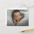 Script Welcome Baby Photo Birth Thank You Postcard | Zazzle