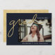Scripted Grad Navy and Gold Graduation Announcement | Zazzle