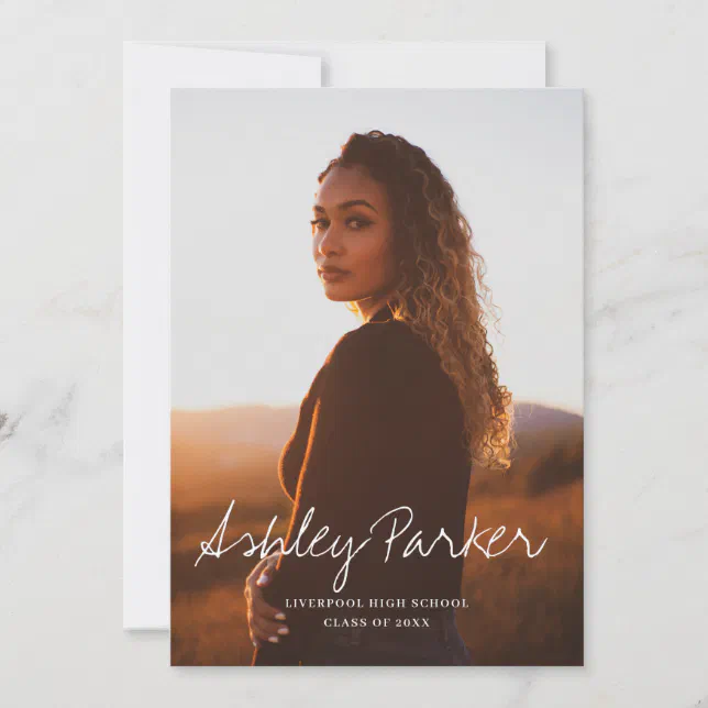 Scripted Name Photo Graduate Announcement Card | Zazzle