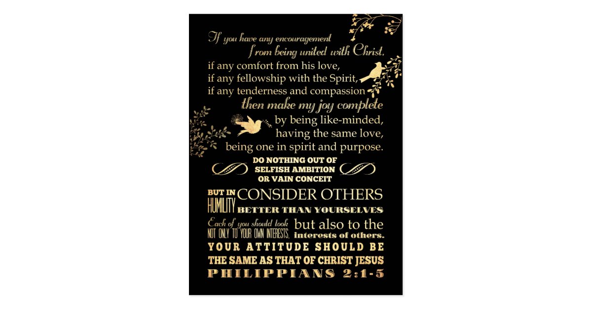 Scriptural Bible Verse - Philippians 2: 1-5 Postcard | Zazzle