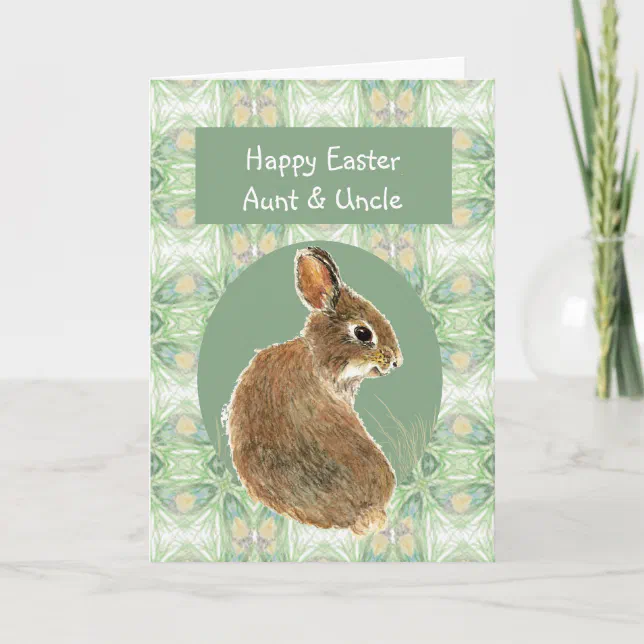 Scripture Easter Aunt & Uncle Cute Rabbit Holiday Card | Zazzle