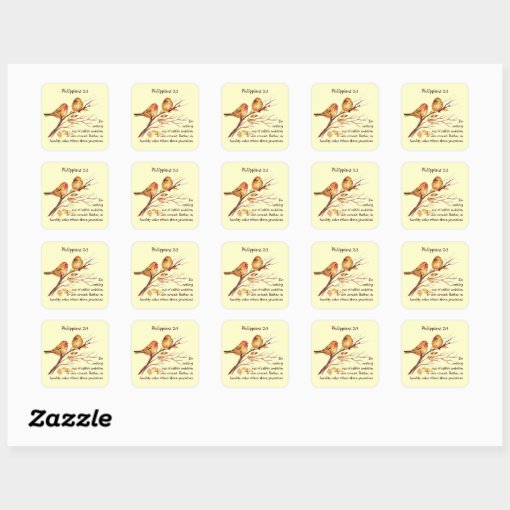 Scripture Philippians 2:3 Love Humility Birds Square Sticker | Zazzle