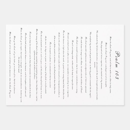 Scripture Psalms Black & White Trendy Chic Wrapping Paper Sheets | Zazzle