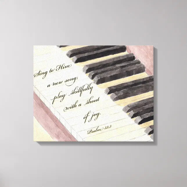 Scripture Wall Art Piano Watercolor & Bible Verse | Zazzle