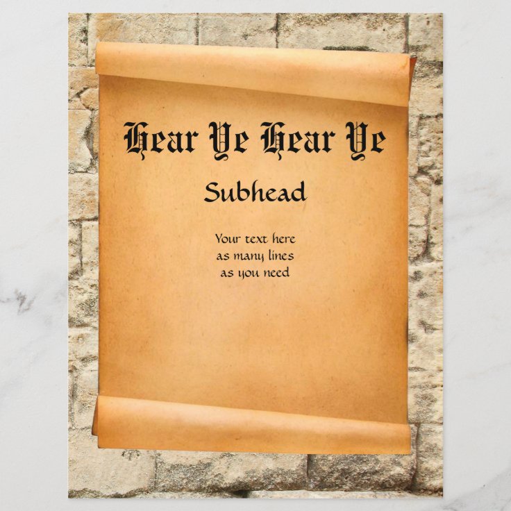 Scroll on stone wall medieval proclamation | Zazzle