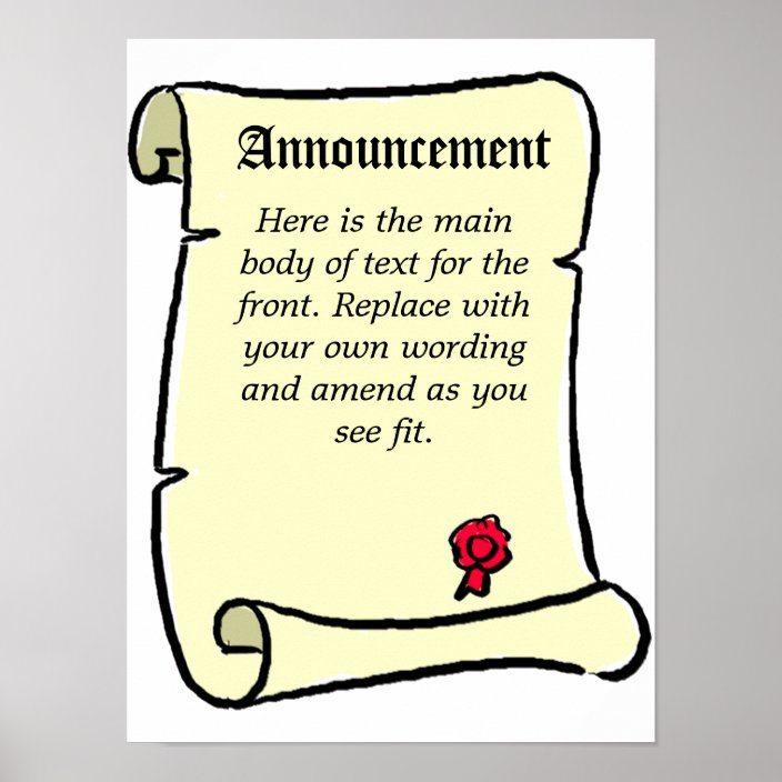 Scroll Style Announcement Poster | Zazzle.com