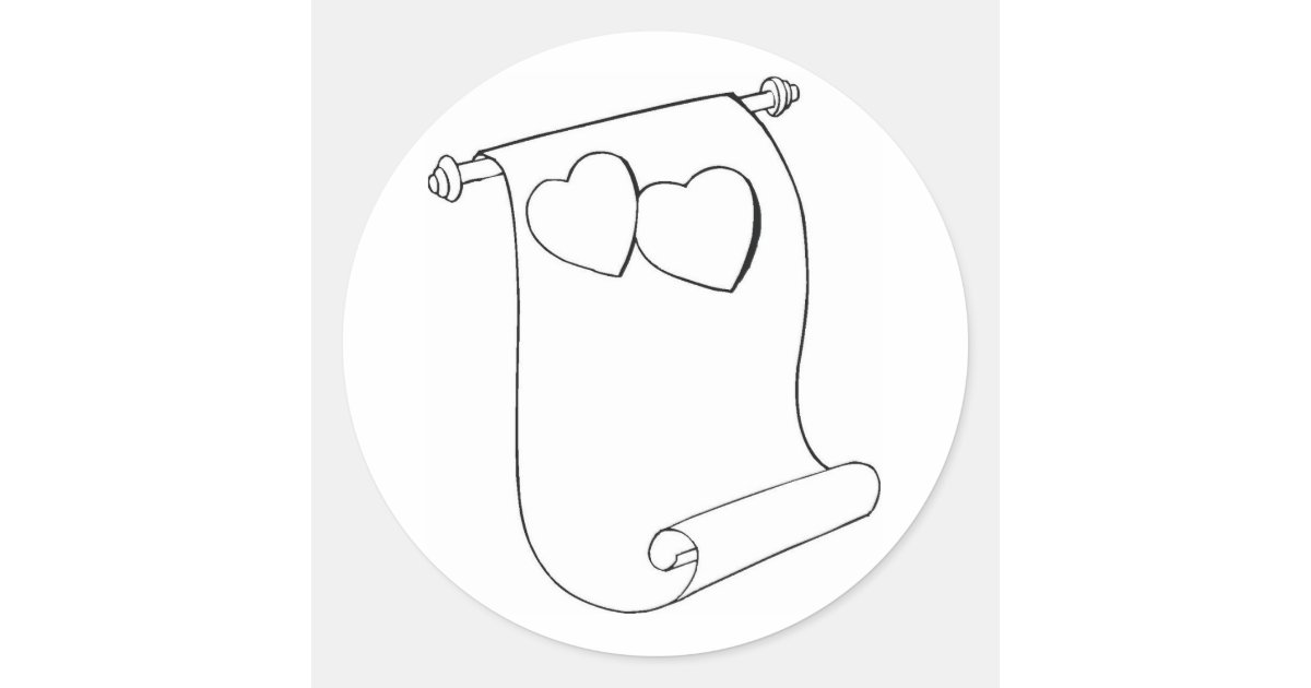 Scroll With Hearts Classic Round Sticker | Zazzle