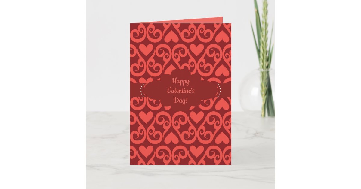 Scrolled Hearts Design Valentine's Card | Zazzle