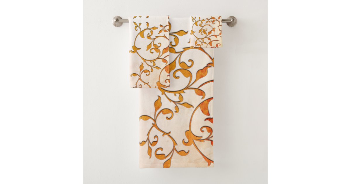 Scrolling Rust Bath Towel Set | Zazzle