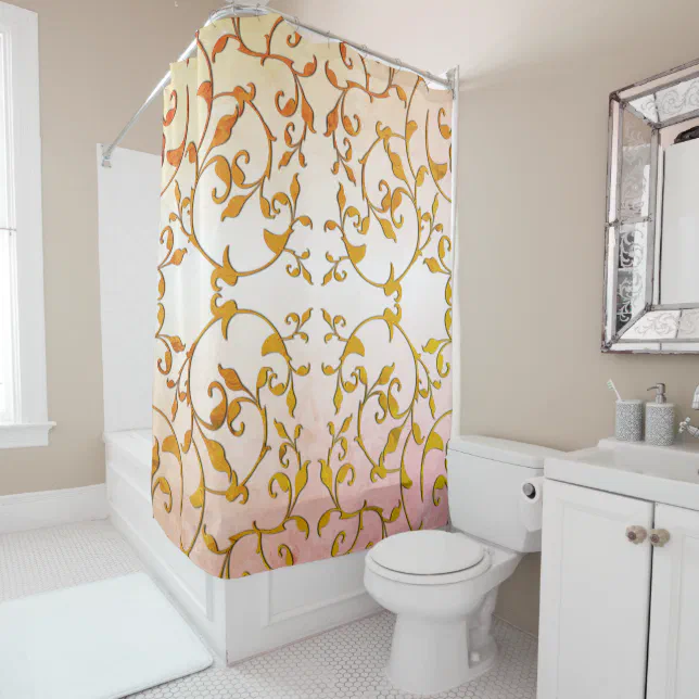 Scrolling Rust Leaves Shower Curtain | Zazzle