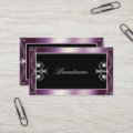Scrollwork Black Purple Sparkle Diamonds Ornaments Business Card | Zazzle