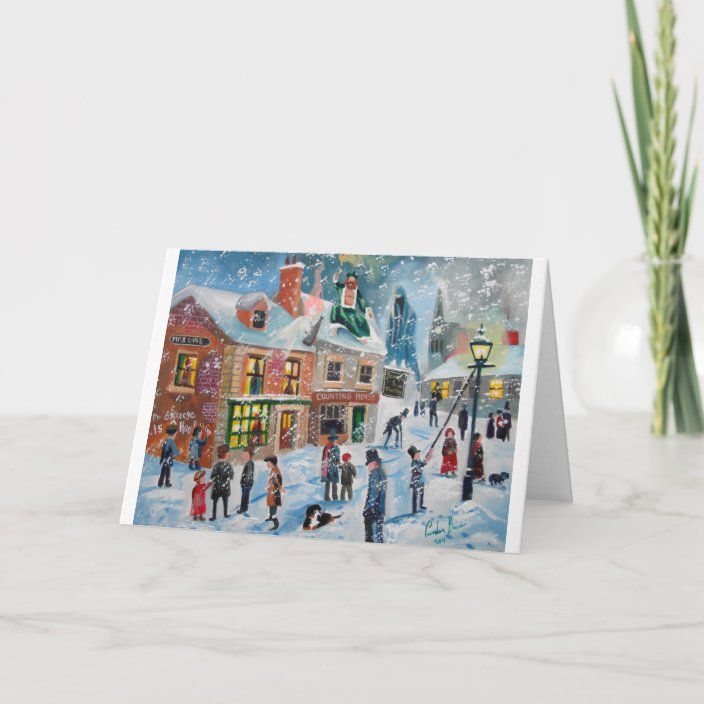 Scrooge A Christmas Carol winter snow scene ghosts Holiday Card ...
