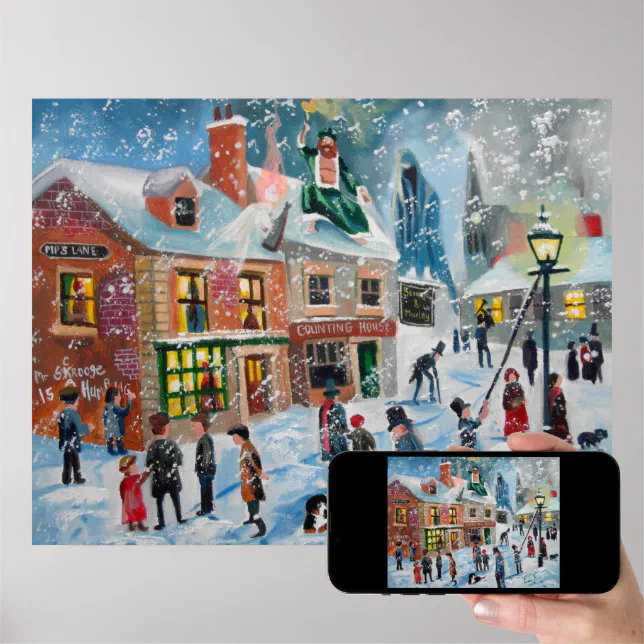Scrooge A Christmas Carol winter snow scene ghosts Poster | Zazzle