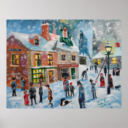 Scrooge A Christmas Carol winter snow scene ghosts Poster | Zazzle