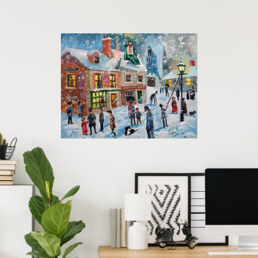 Scrooge A Christmas Carol winter snow scene ghosts Poster | Zazzle