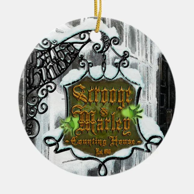 Scrooge&MarleySignScene Ceramic Ornament | Zazzle