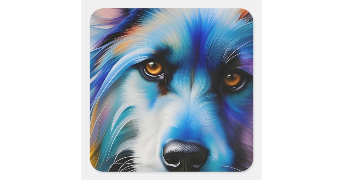 SCRUFFY BLUE TERRIER DOG CLOSE UP SQUARE STICKER | Zazzle
