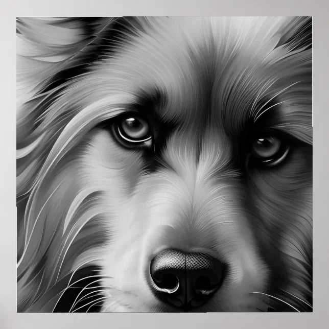 SCRUFFY TERRIER DOG BLACK AND WHITE POSTER | Zazzle