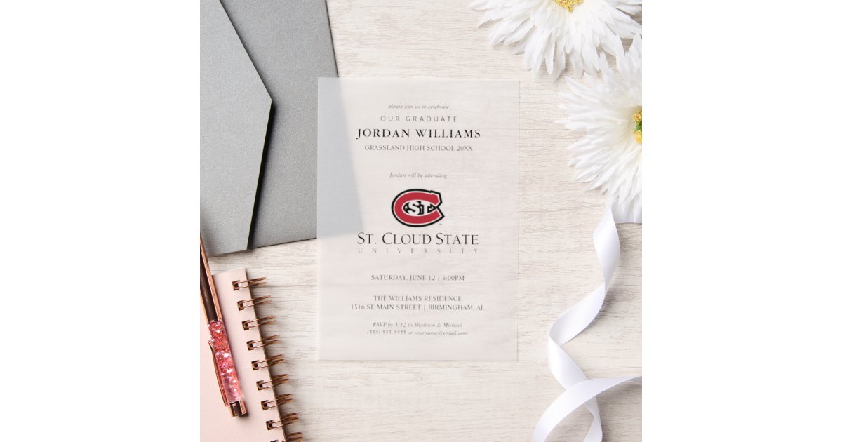 SCSU Athletic C-Logo | Classic Serif Text Vellum Invitations | Zazzle