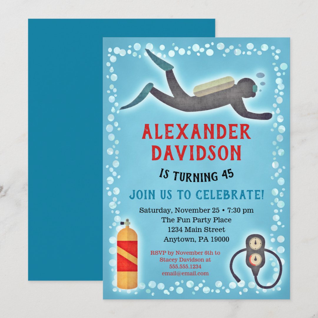 Scuba Birthday Invitation Scuba Diver | Zazzle