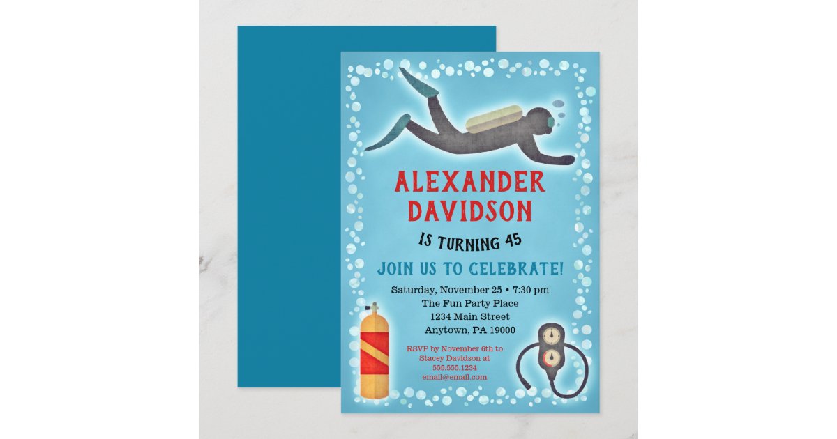 Scuba Birthday Invitation Scuba Diver | Zazzle