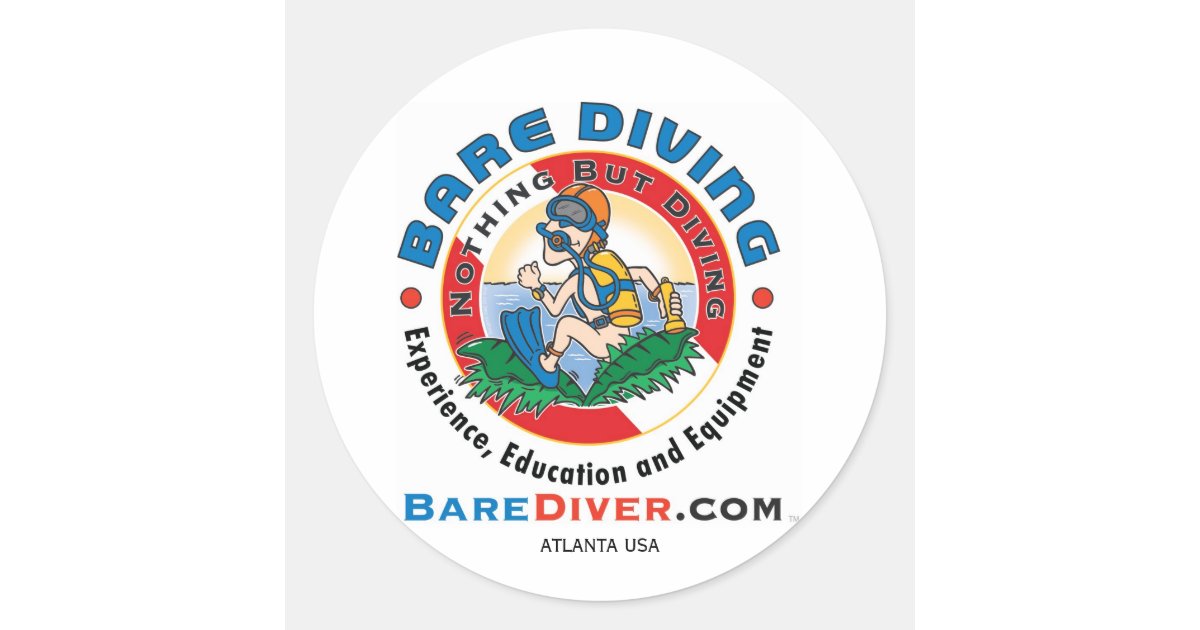 Scuba Crazy Diver, ATLANTA USA Classic Round Sticker | Zazzle
