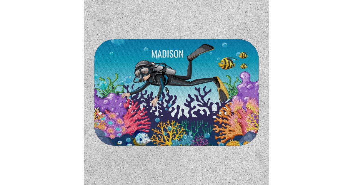 Scuba Diver custom name Patch | Zazzle