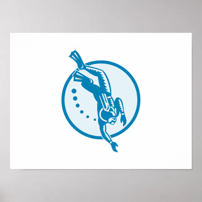 scuba, diver, diving, dive, underwater, swimming, poster | Zazzle