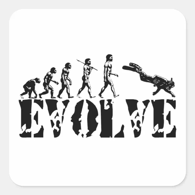 Scuba Diver Diving Evolution Sports Art Square Sticker | Zazzle