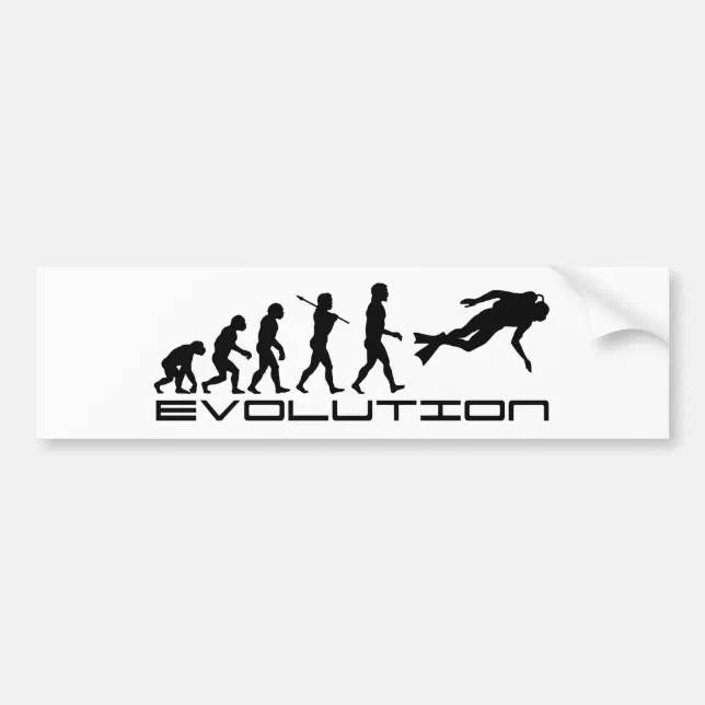 Scuba Diver Diving Water Sport Evolution Art Bumper Sticker | Zazzle