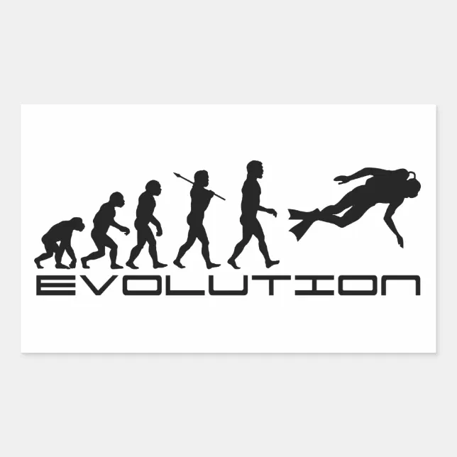 Scuba Diver Diving Water Sport Evolution Art Rectangular Sticker | Zazzle