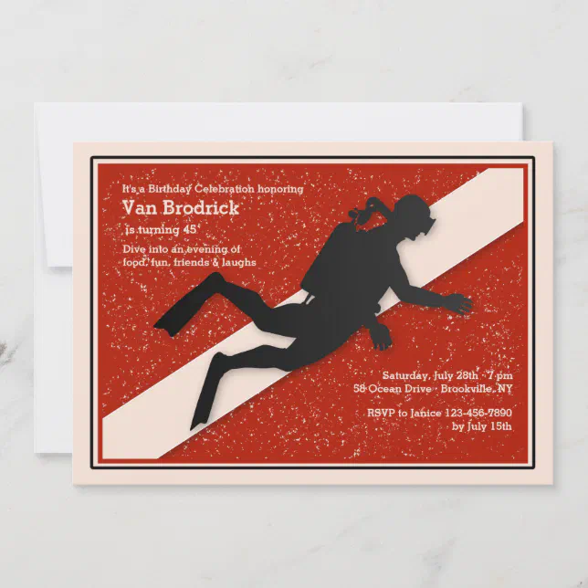 Scuba Diver Flag Invitation | Zazzle