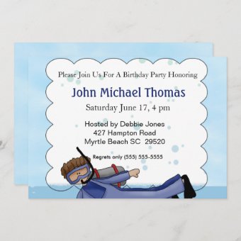 Scuba Diver Kids Birthday Invitation | Zazzle