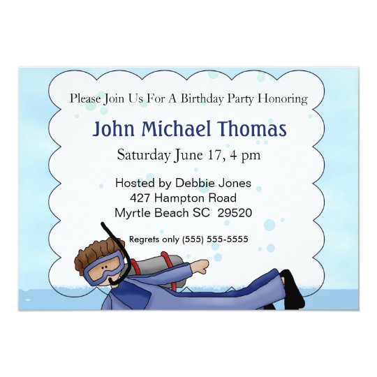 Scuba Diver Kids Birthday Invitation | Zazzle.com
