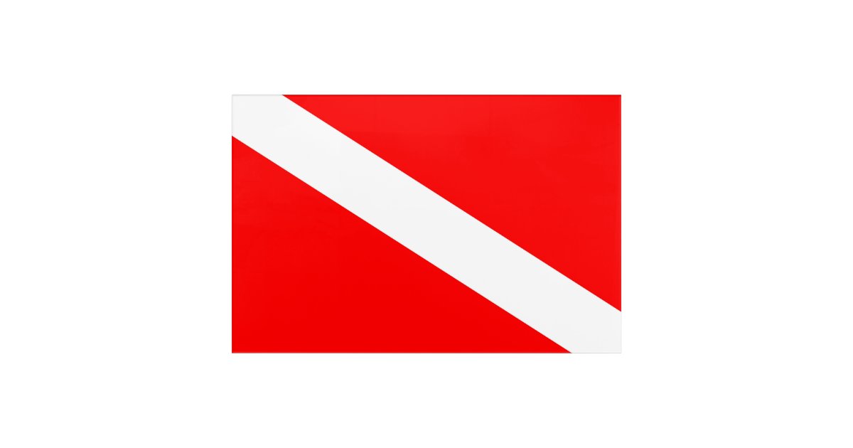 scuba divers flag red diagonal dive symbol acrylic print | Zazzle