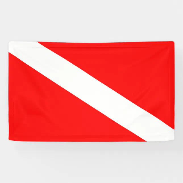 scuba divers flag red diagonal dive symbol banner | Zazzle