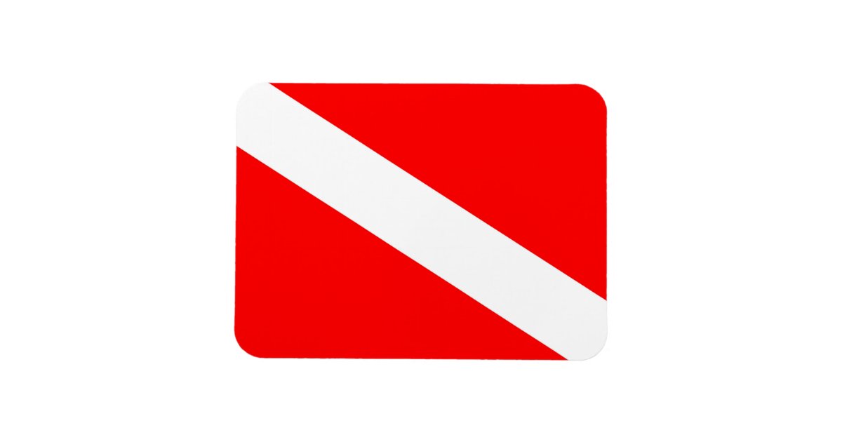 scuba divers flag red diagonal dive symbol magnet | Zazzle