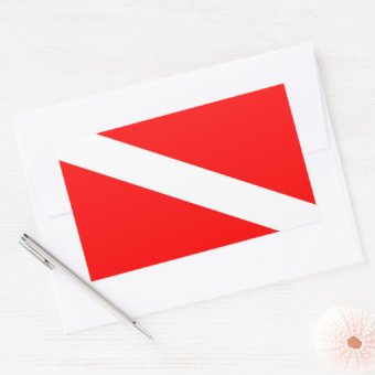 scuba divers flag red diagonal dive symbol rectangular sticker | Zazzle