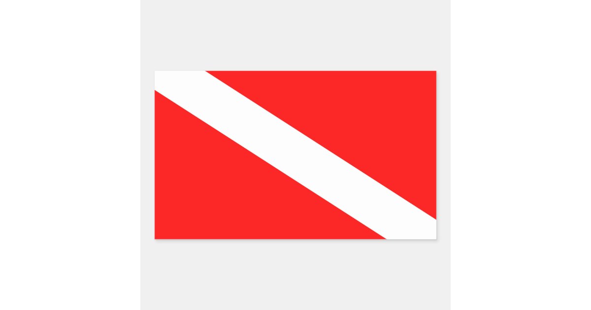 scuba divers flag red diagonal dive symbol rectangular sticker | Zazzle