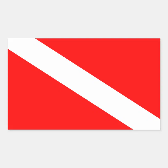 scuba divers flag red diagonal dive symbol rectangular sticker | Zazzle