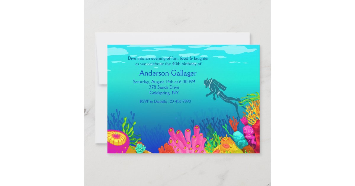 Scuba Diver's Paradise Invitation | Zazzle