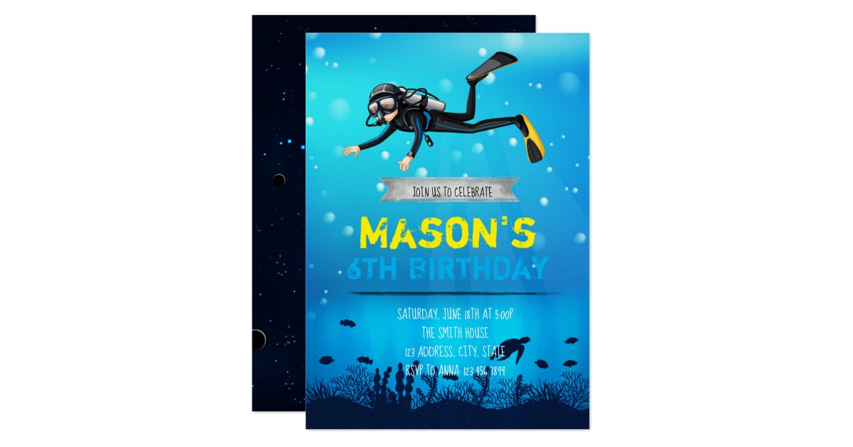 Scuba Diving Birthday party invitation | Zazzle.com
