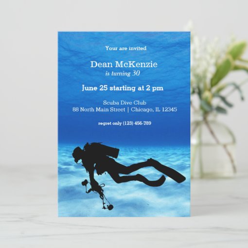 Scuba diving birthday party invitation | Zazzle