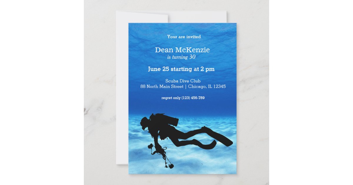 Scuba diving birthday party invitation | Zazzle