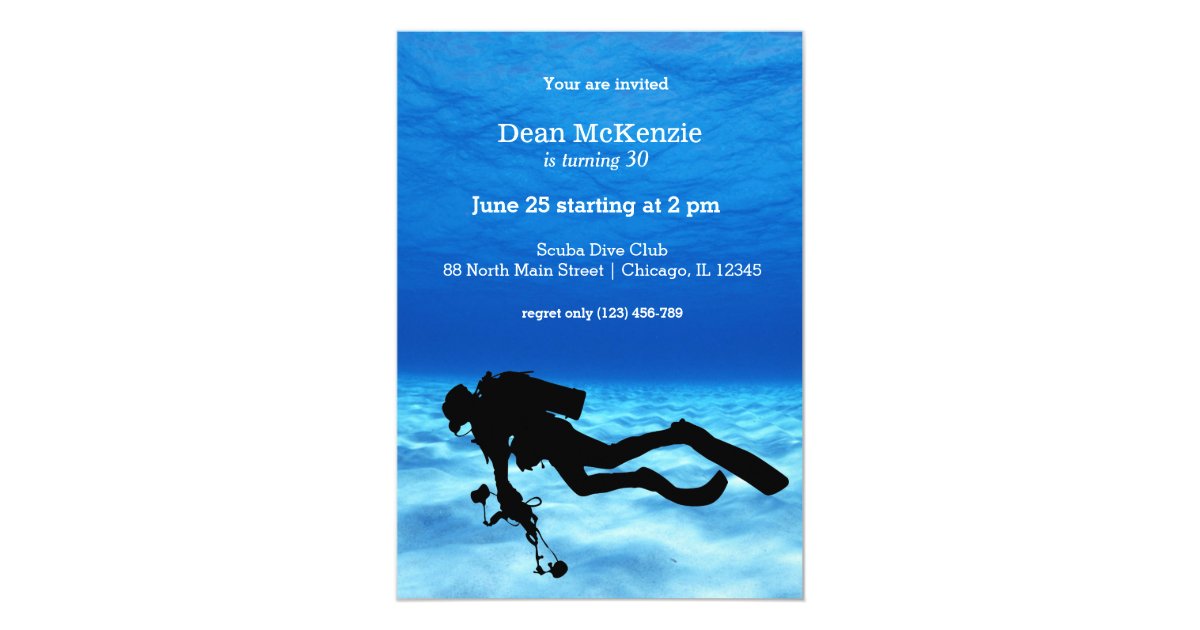 Scuba diving birthday party invitation | Zazzle.com
